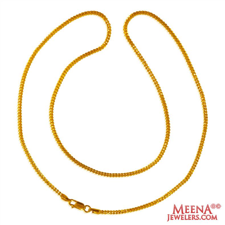 22K Yellow Gold Plain Chain(18inch) - chpl26529 - [Necklace ( Chains ...