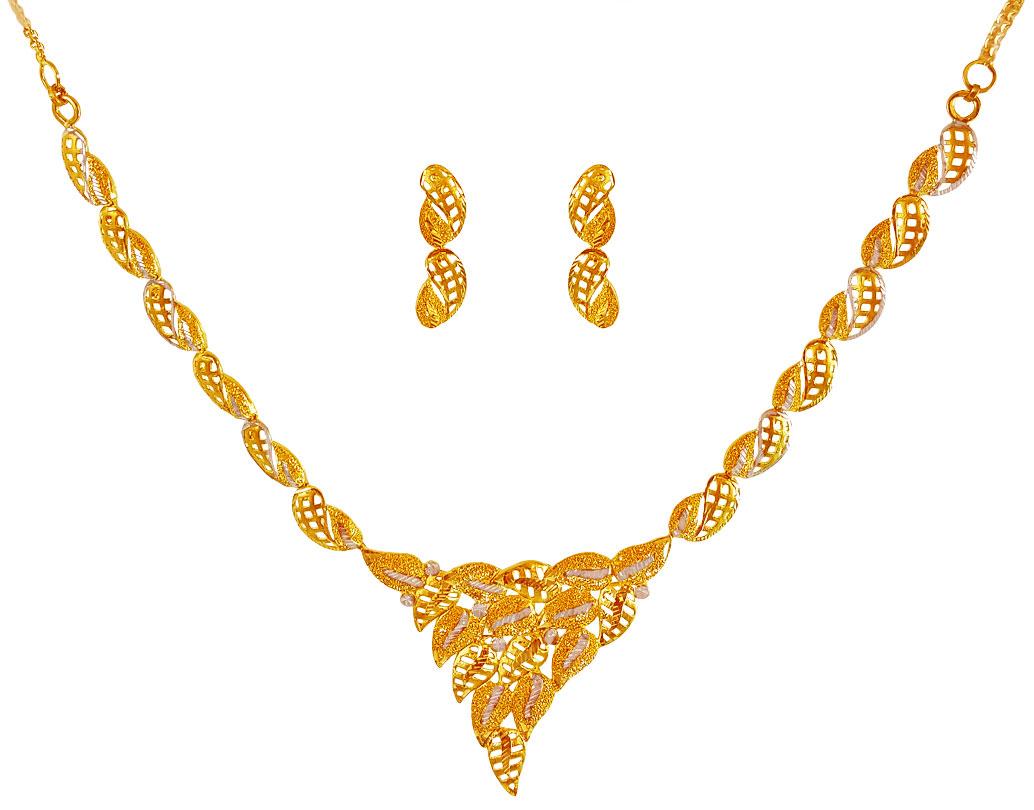 22KT Gold Necklace Set - StLs22478 - [Sets (Necklace) > Light Sets]