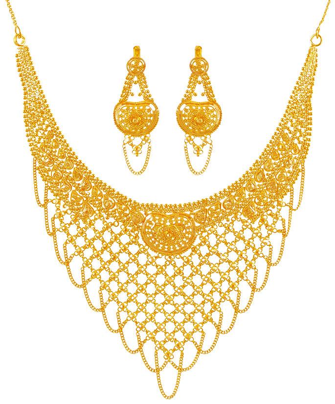 22K Designer Necklace Set - StGo18828 - [Sets (Necklace) > 22 Kt Gold Sets]