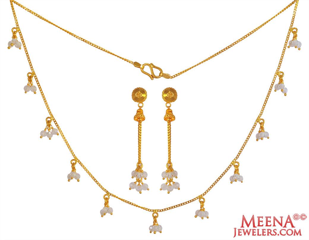 22k Gold Dokia Set - StLs26178 - [Sets (Necklace) > Light Sets]