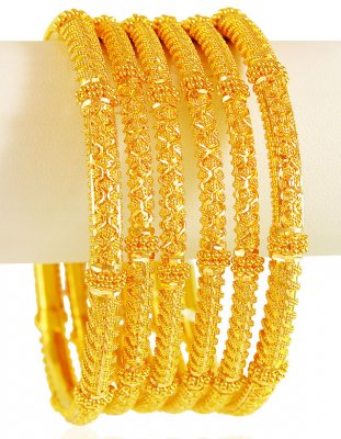 (6 pcs) Designer Filigree Bangles - BaSt19739 - [Bangles > Set of Bangles]